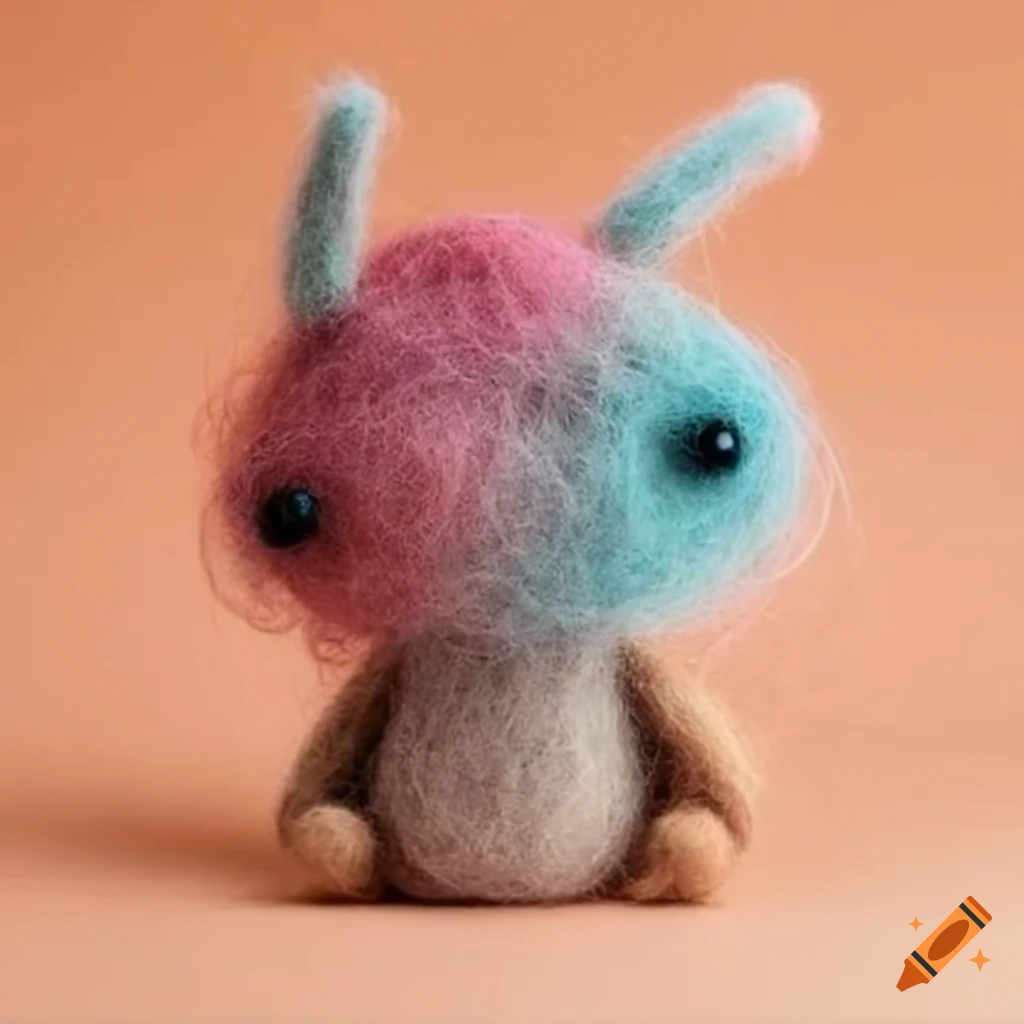 Felted wool creature with crafty details on Craiyon