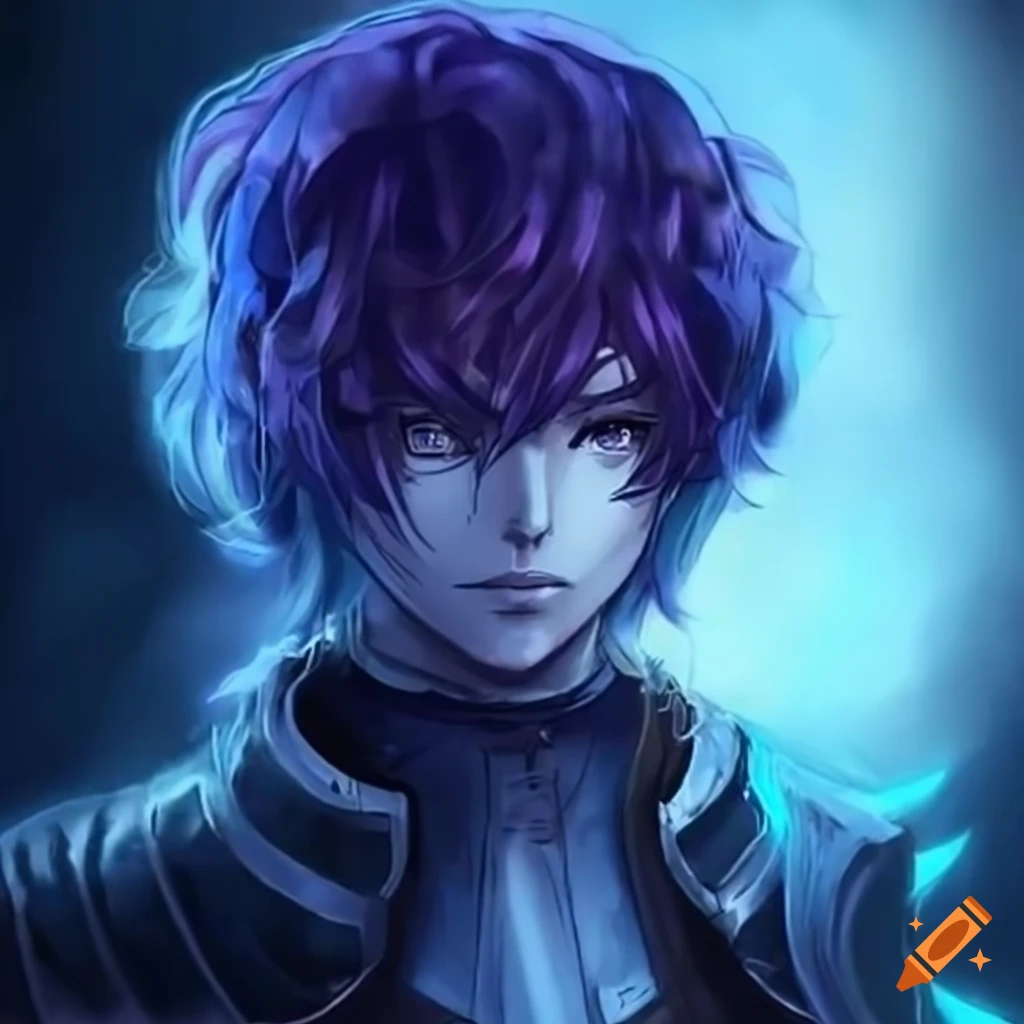 Blue anime knight with a rose on Craiyon