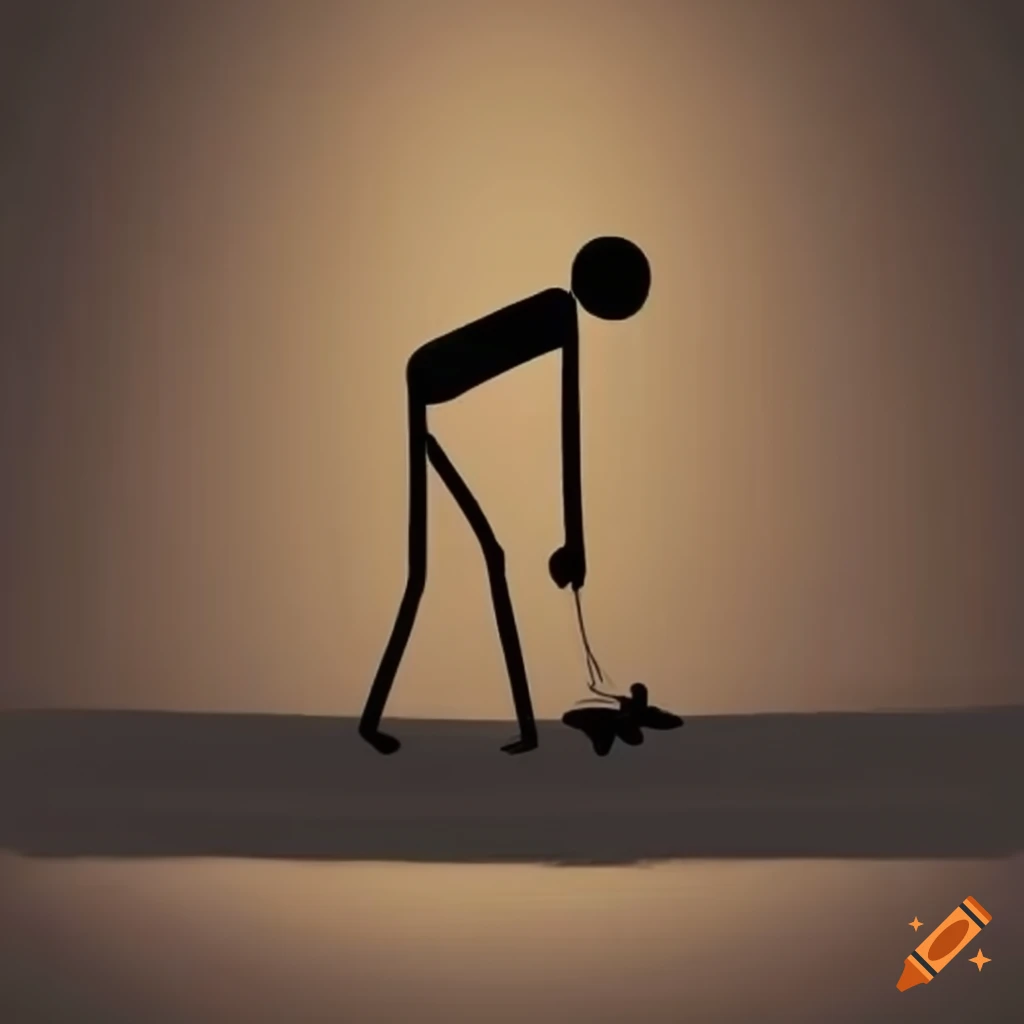 Stickman picking something up from the ground on Craiyon