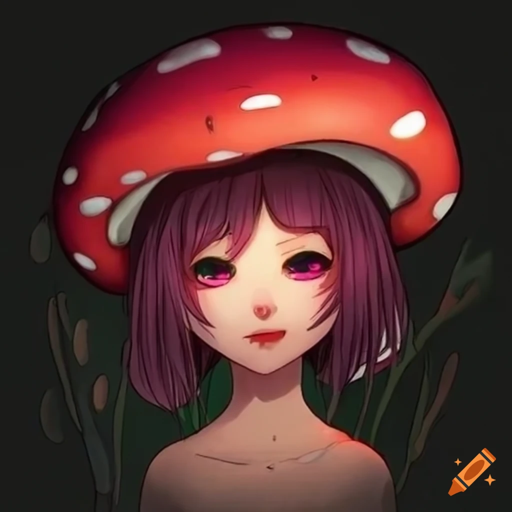 Anime mushroom woman on Craiyon