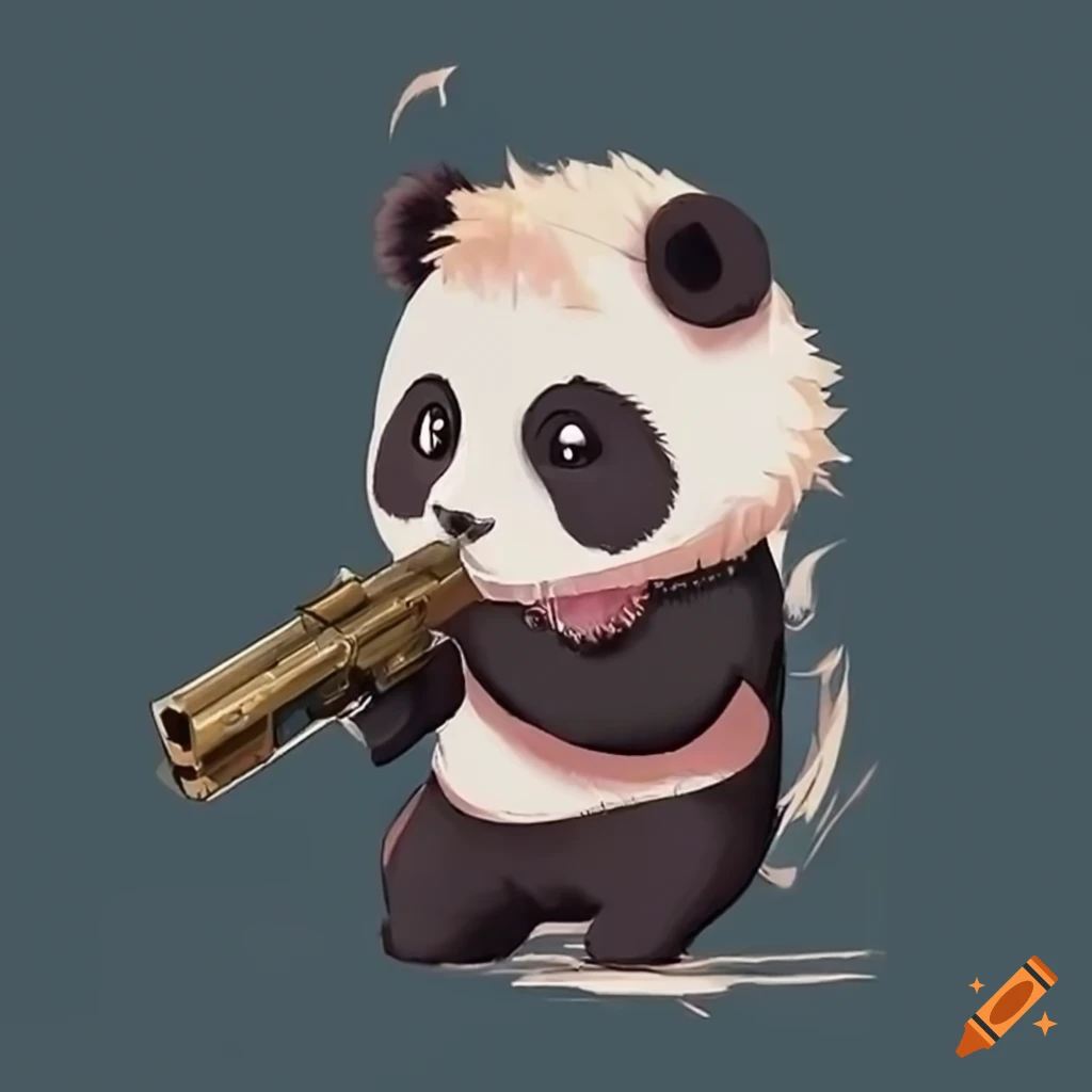 Panda with a gun on Craiyon