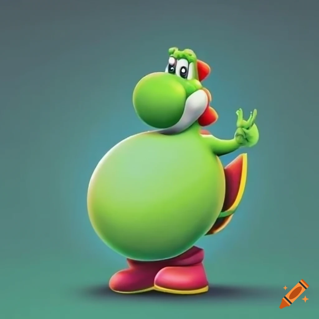 Illustration of iconic green Yoshi from Super Mario Bros. with a ...
