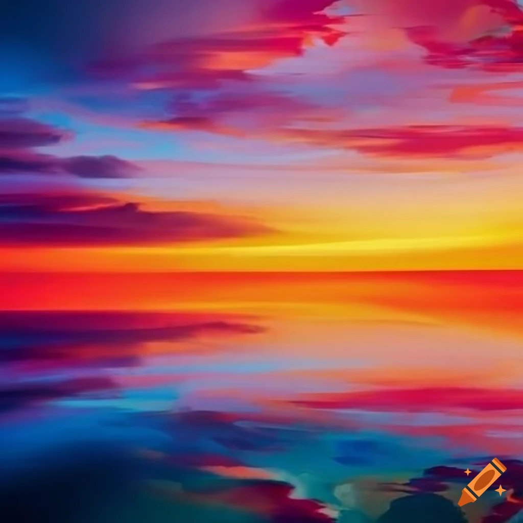 Abstract landscape at sunset in high quality on Craiyon