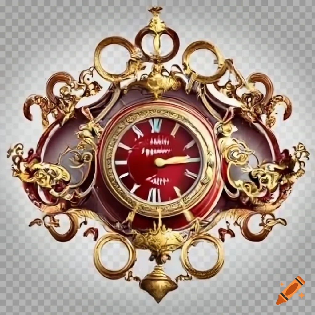 Grand royal vintage classic clock in red and gold on Craiyon