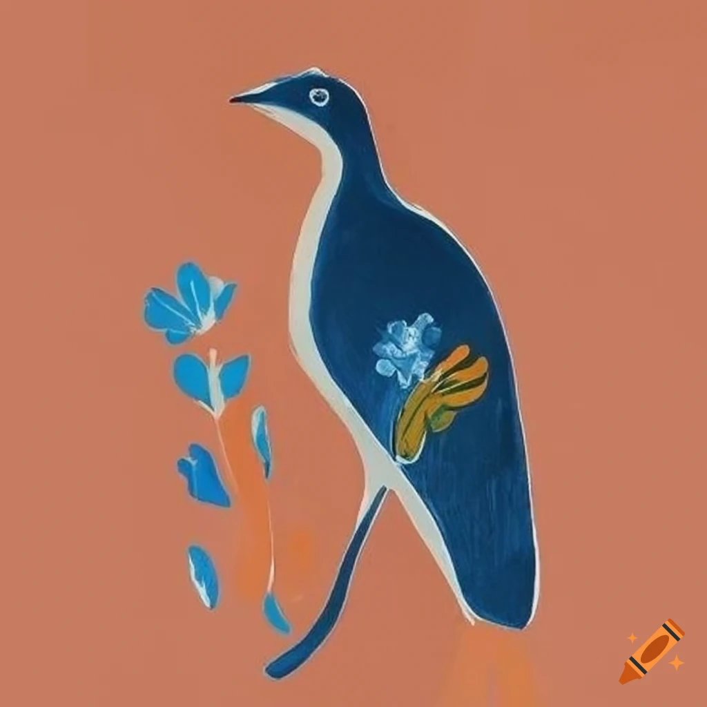 Matisse bird holding flower in minimalist style on Craiyon