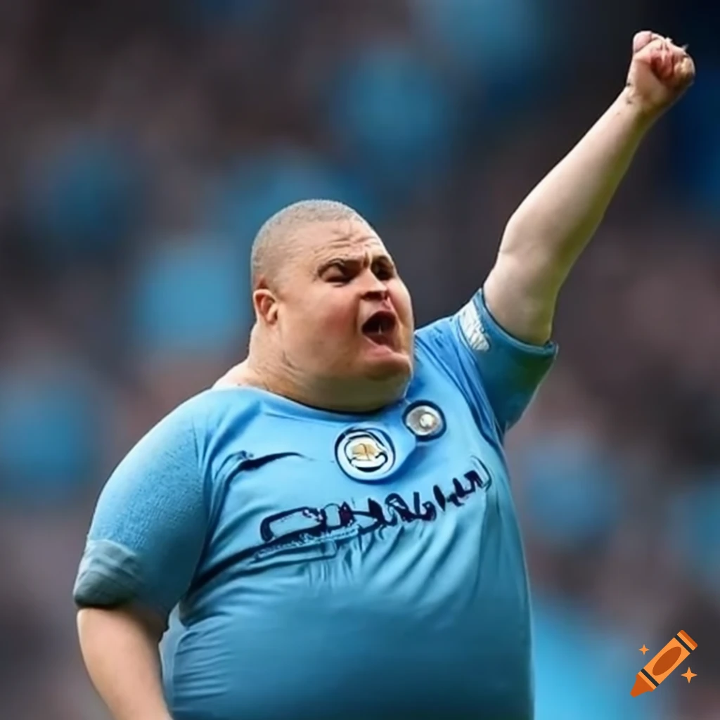 Man wearing city fan attire running onto the pitch on Craiyon