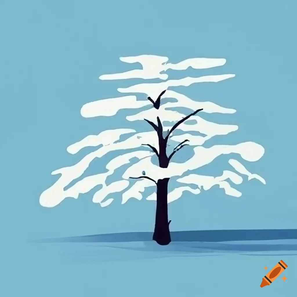 Minimalist winter drawing of trees along the miro river on Craiyon