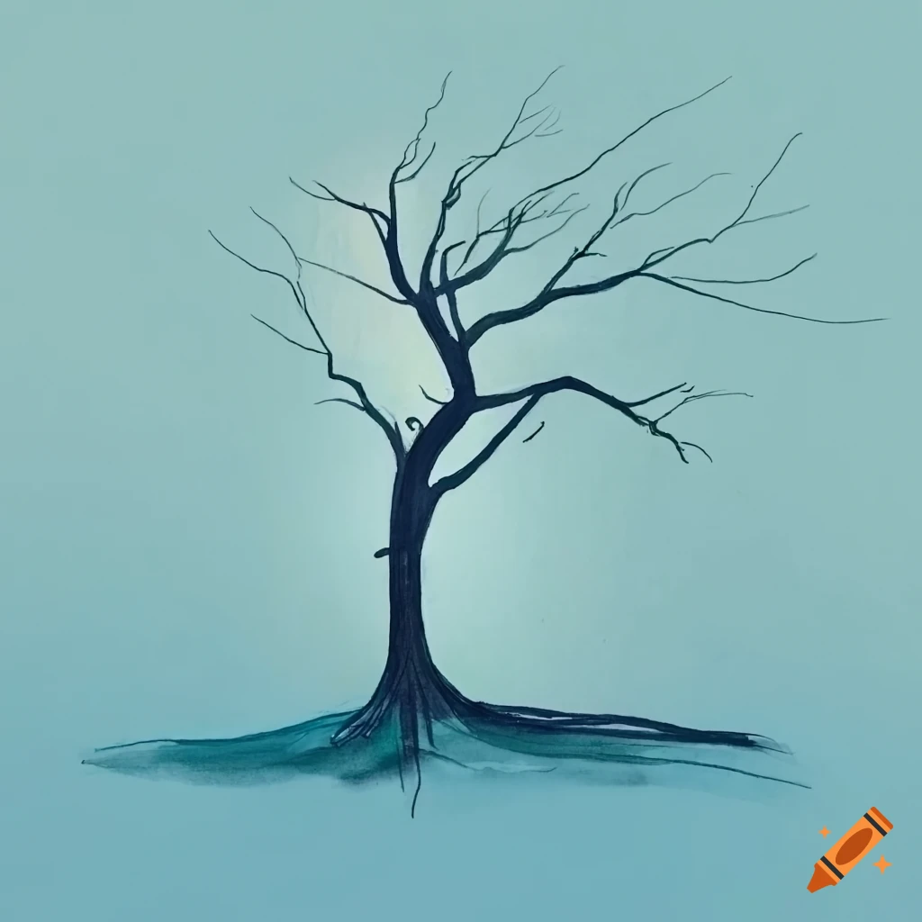 Minimalist winter drawing of trees along the Miro River on Craiyon