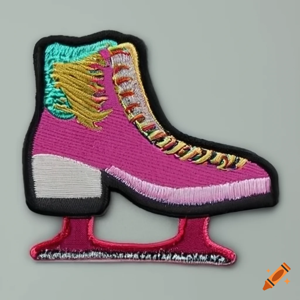 Ice skating shoes embroidery patch on Craiyon