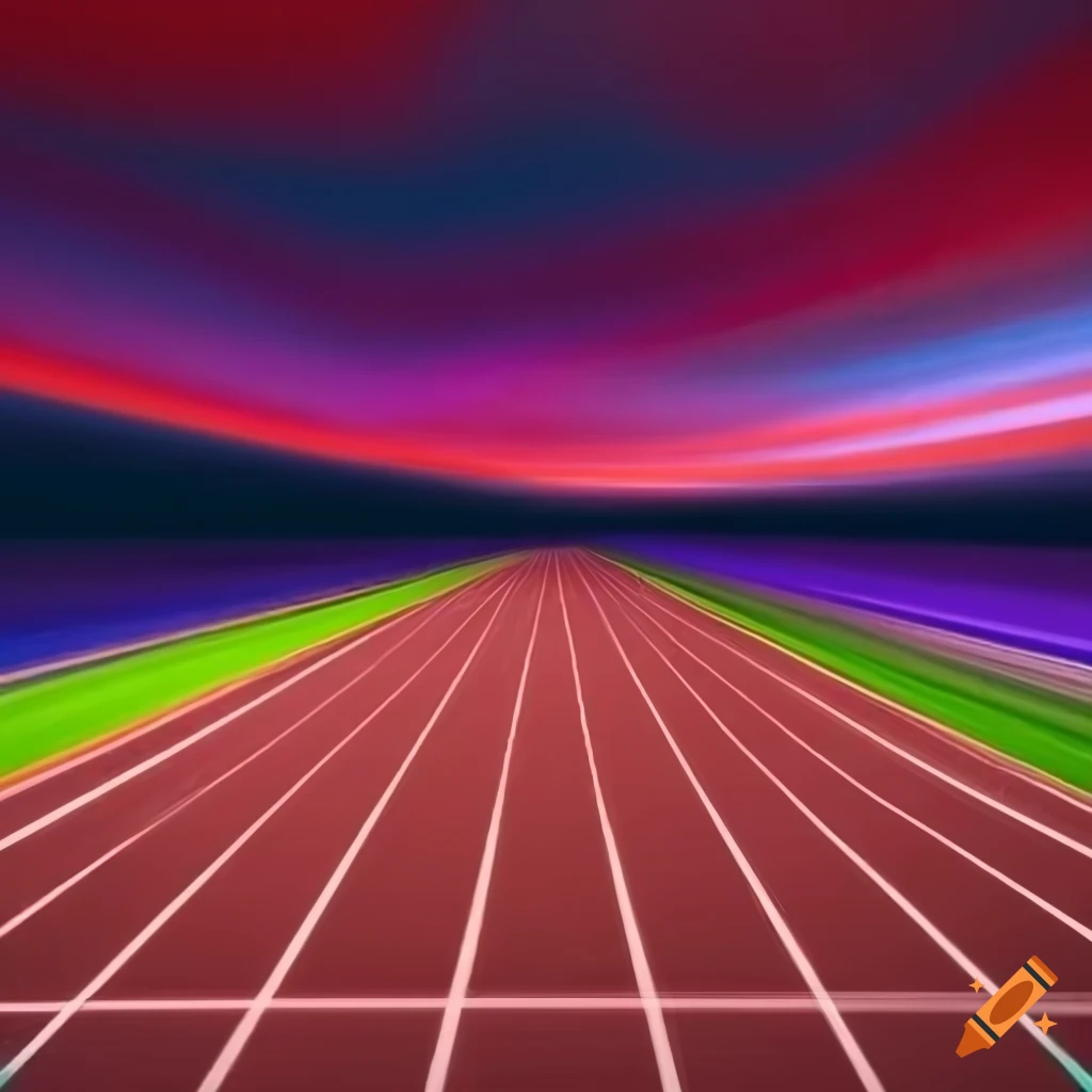 Vibrant digital art of a running track on Craiyon