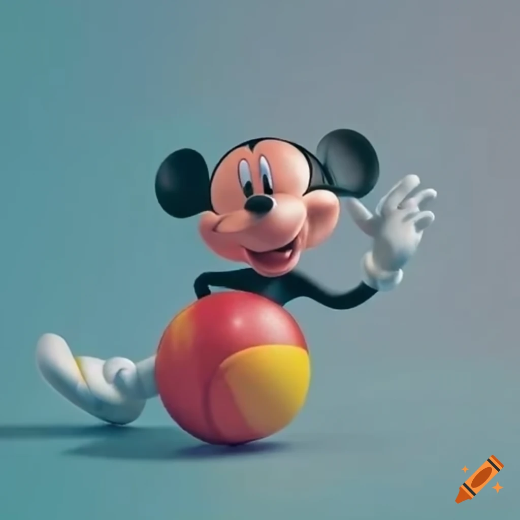 Mickey mouse playing with a ball on Craiyon