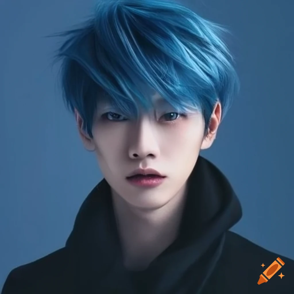 Male with blue hair on Craiyon