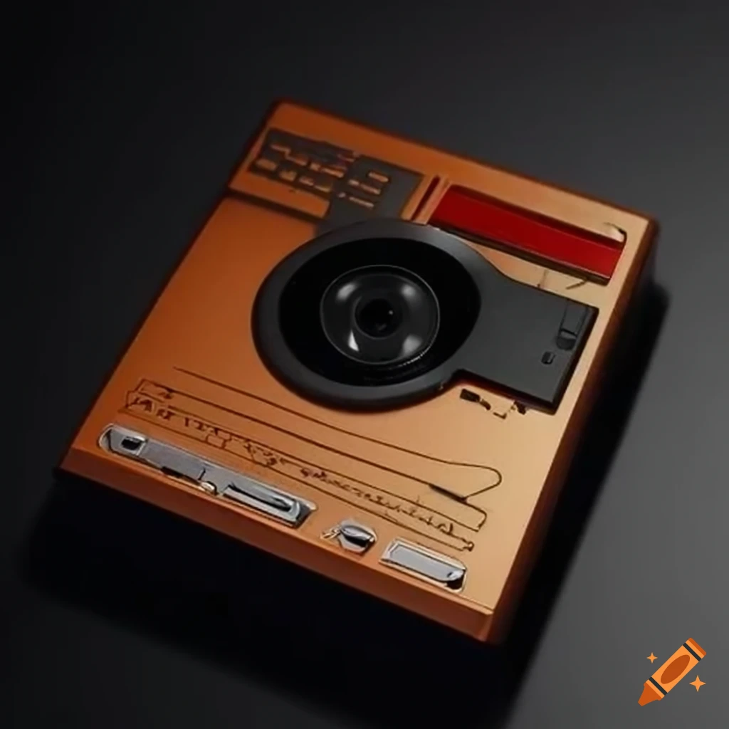 Futuristic retro themed mini disk storage device on Craiyon
