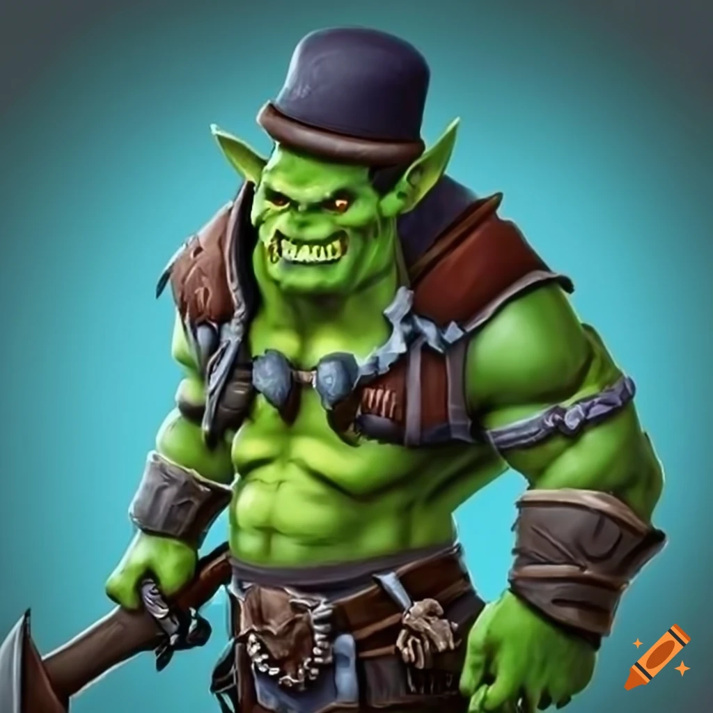 Orc wearing a bowler hat on Craiyon