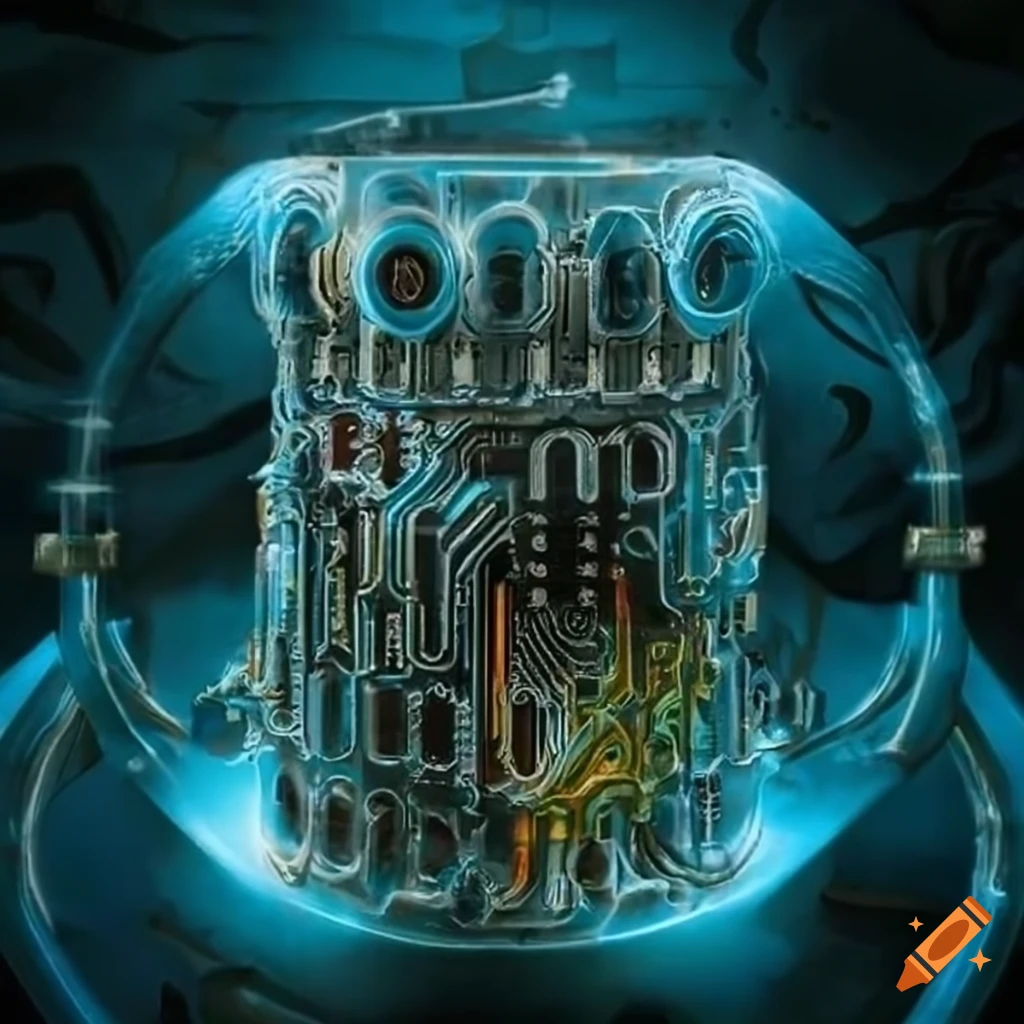 Eldritch energy source on an electrical circuitboard on Craiyon