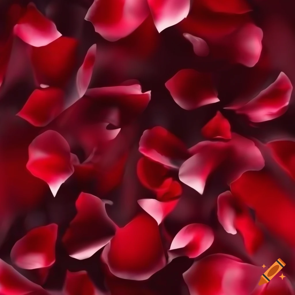 Dark red rose petals falling in an abstract pattern on Craiyon