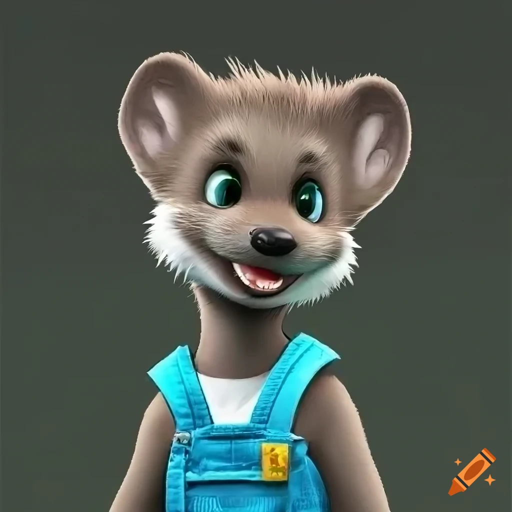 Anthropomorphic furry weasel in high definition with detailed fur and ...