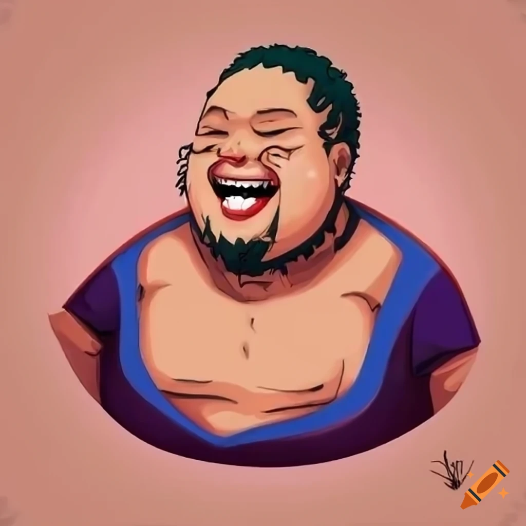 Puerto rican man laughing in anime style on Craiyon