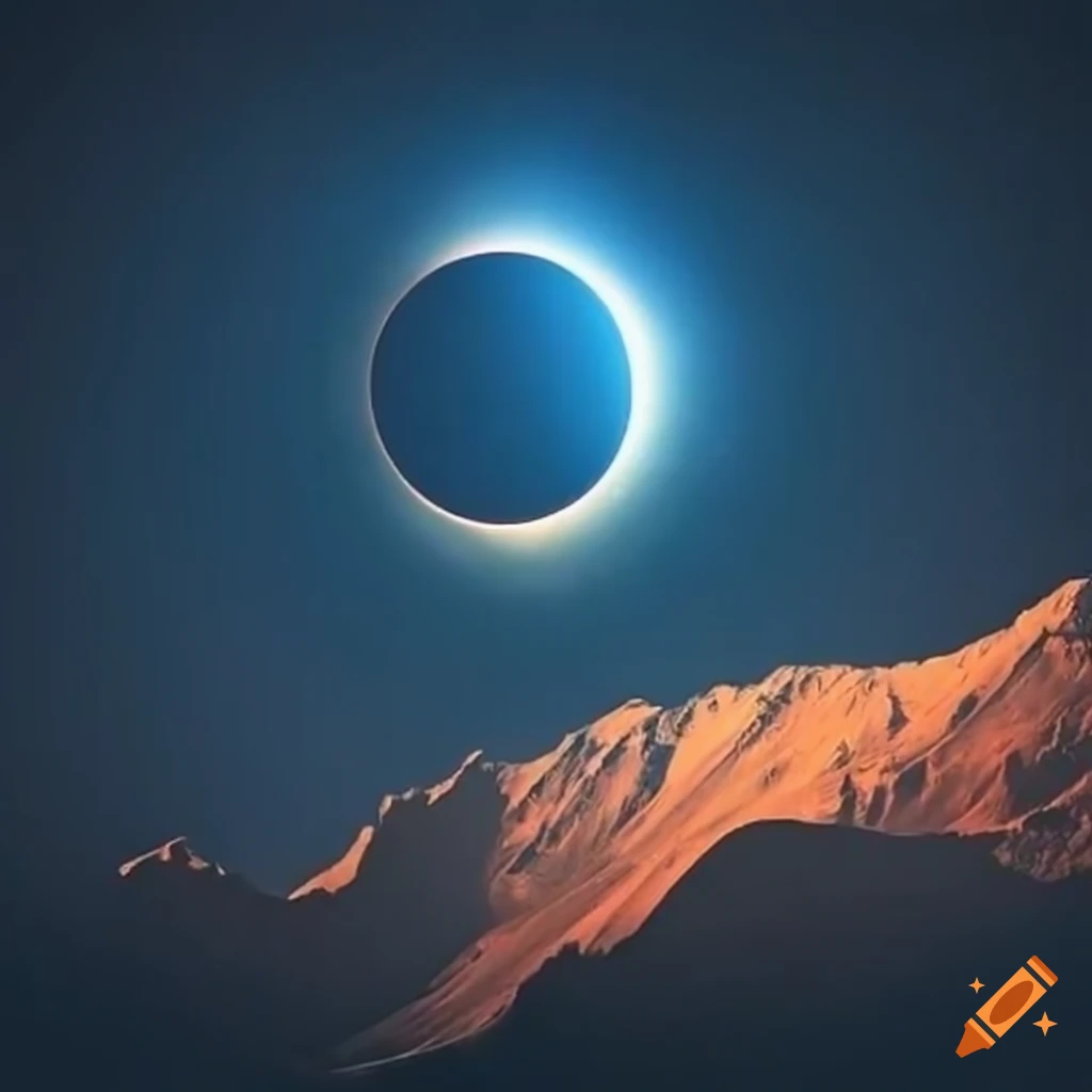 Solar eclipse seen from a mountain peak on Craiyon