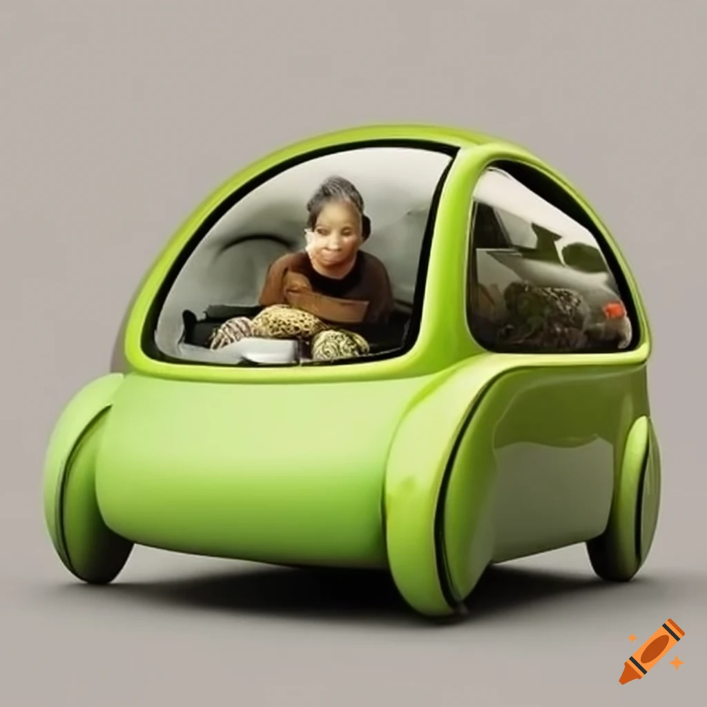 Car shaped like a pea on Craiyon