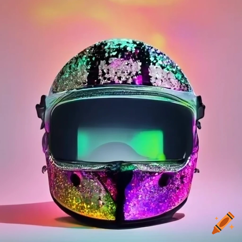 Glitter racing helmet on Craiyon