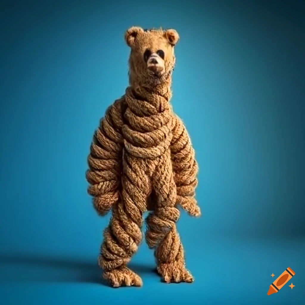 Bear made of rope sculpture on Craiyon