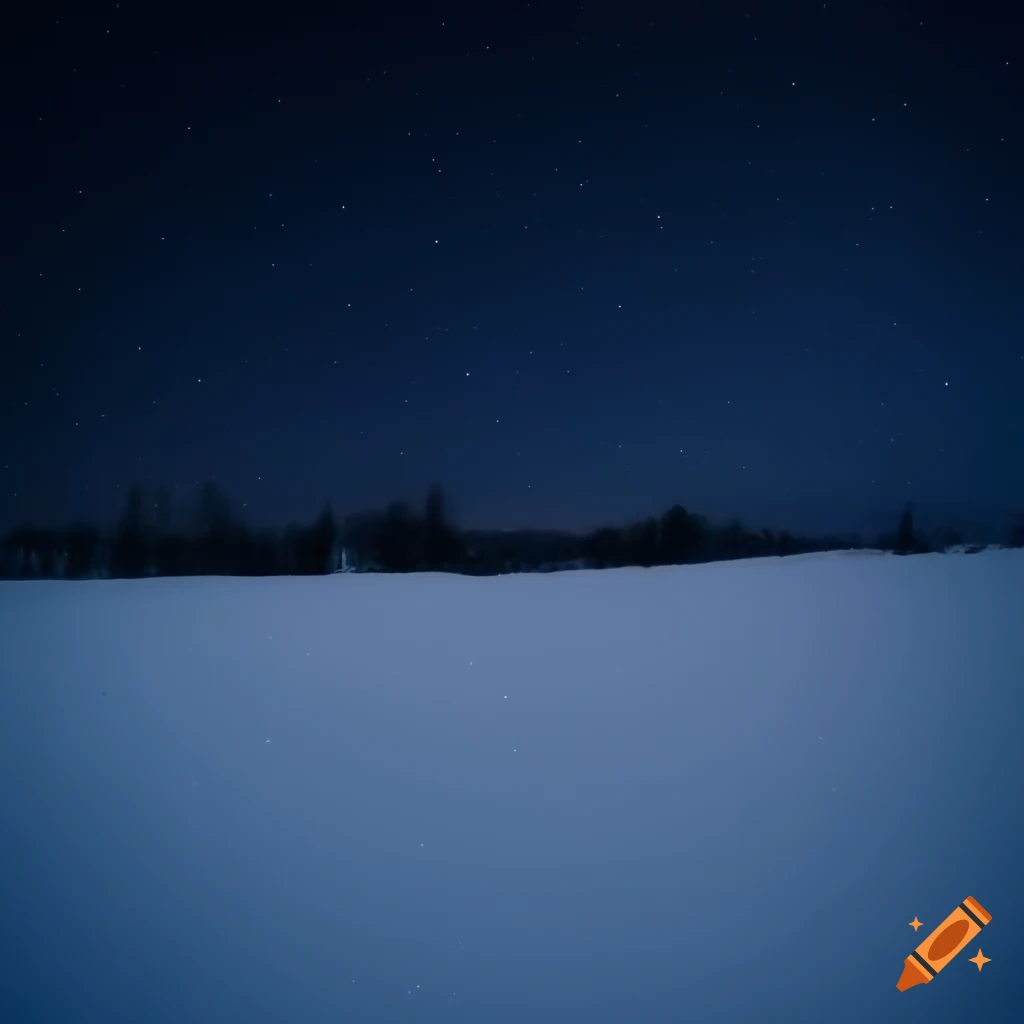 Snowy field under a dark night sky on Craiyon