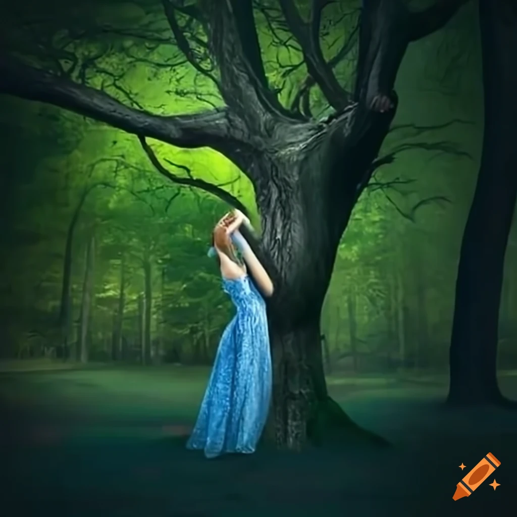 Woman transforming into a tree on Craiyon