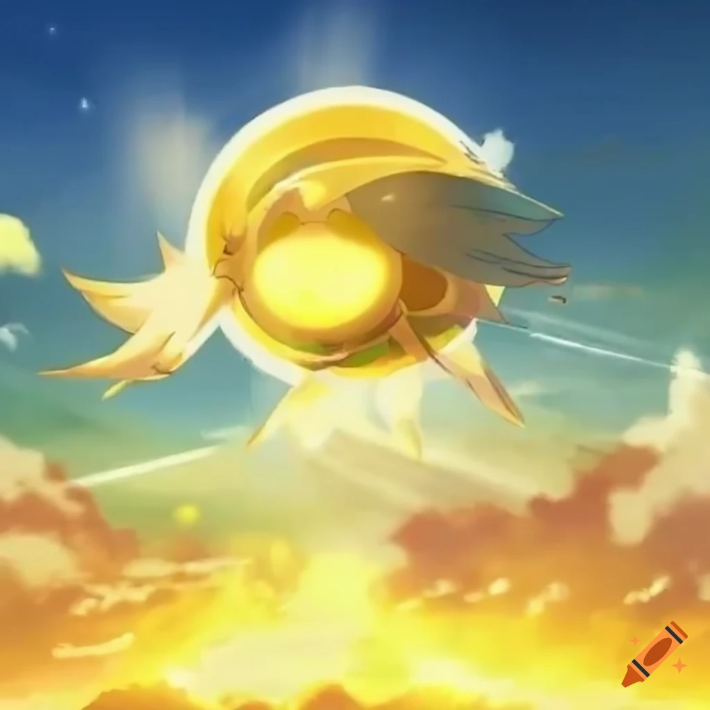 Pokemon battle in the heavenly sky with a gorgeous theme on Craiyon