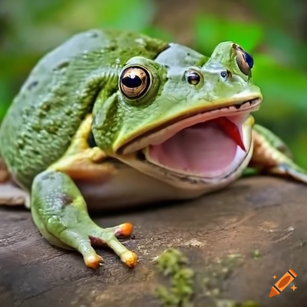 Angry frog devouring a snake on Craiyon