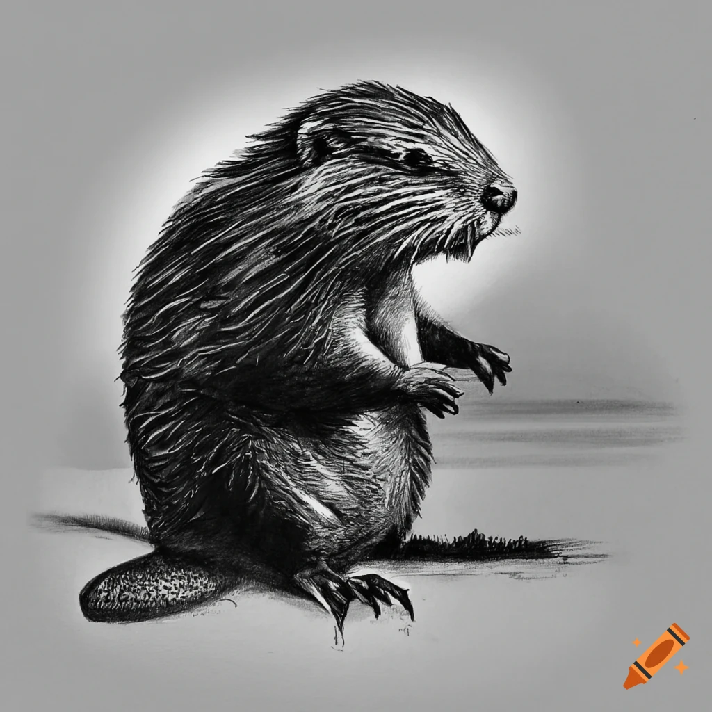 Pencil drawing of a western beaver on Craiyon