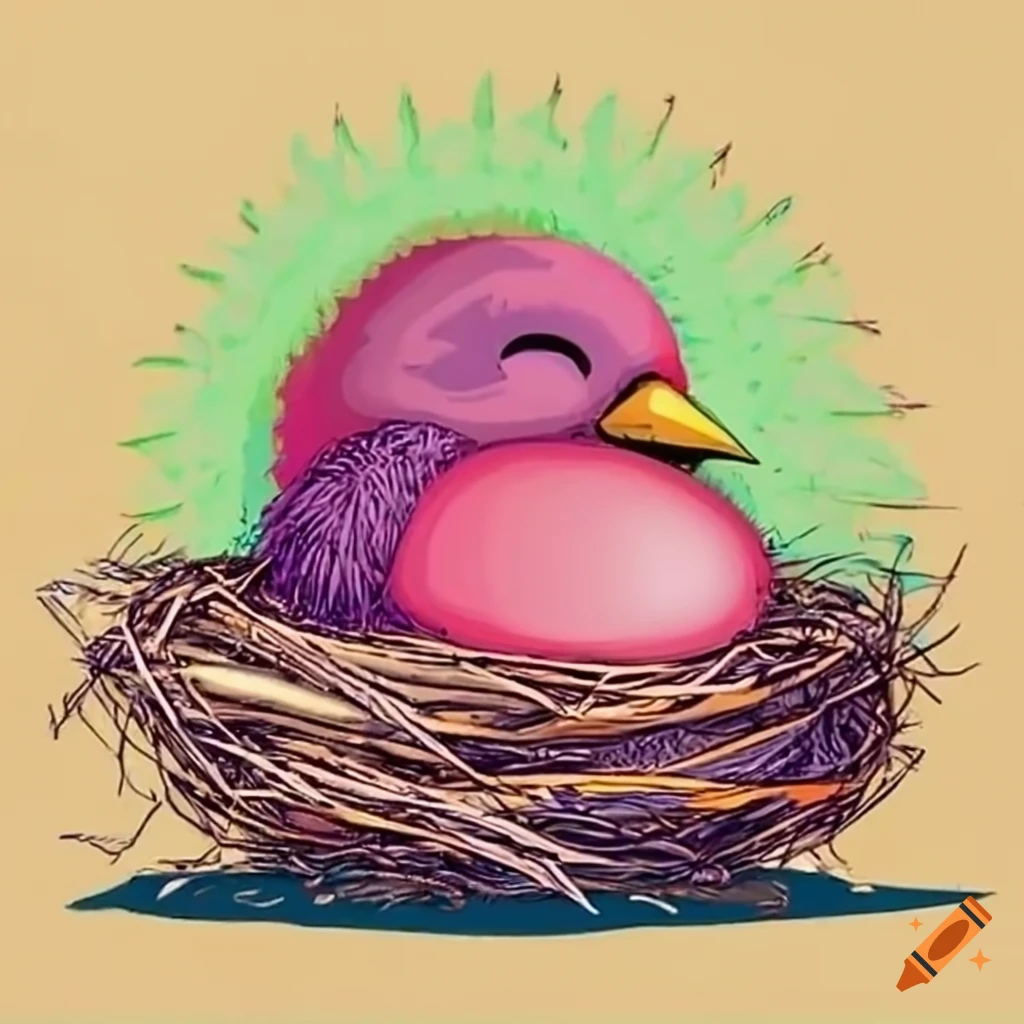 Small bird sleeping peacefully in a nest on Craiyon