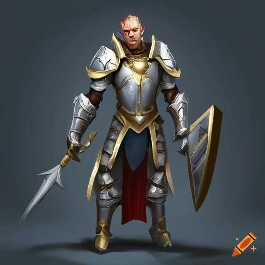 Paladin without shield in detailed full body view on Craiyon