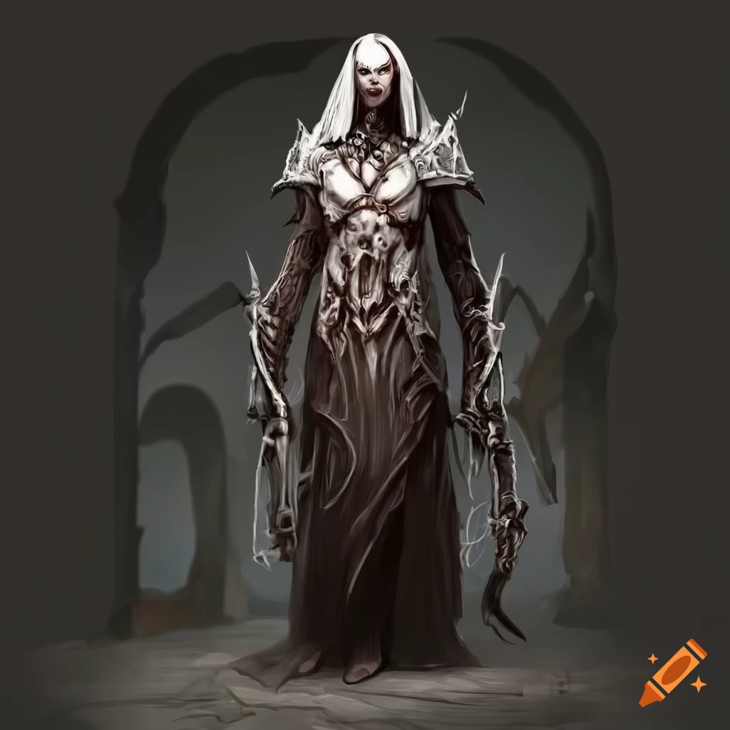 Fantasy necromancer character in detailed full-body illustration on Craiyon