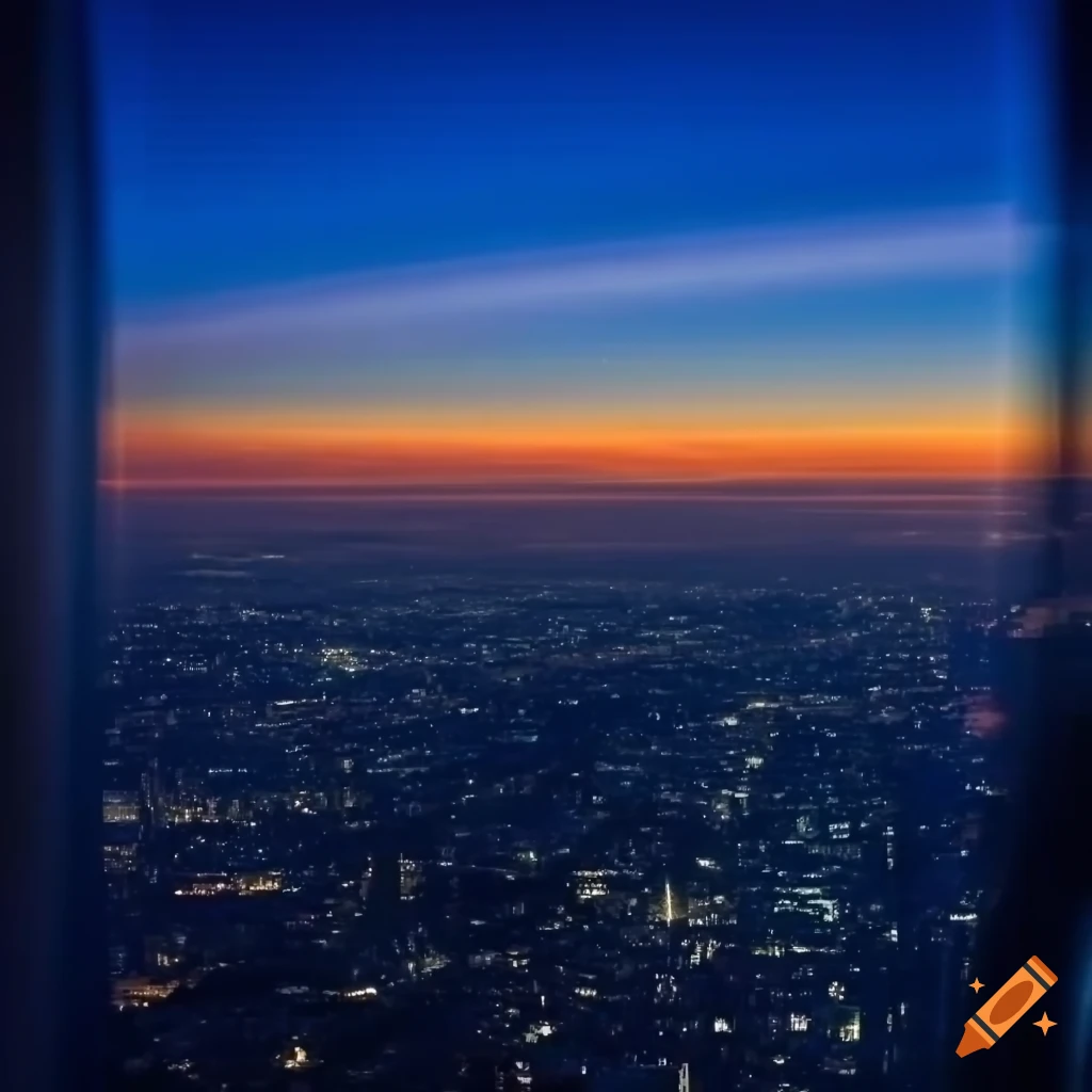 Night view of paris from a plane window on Craiyon