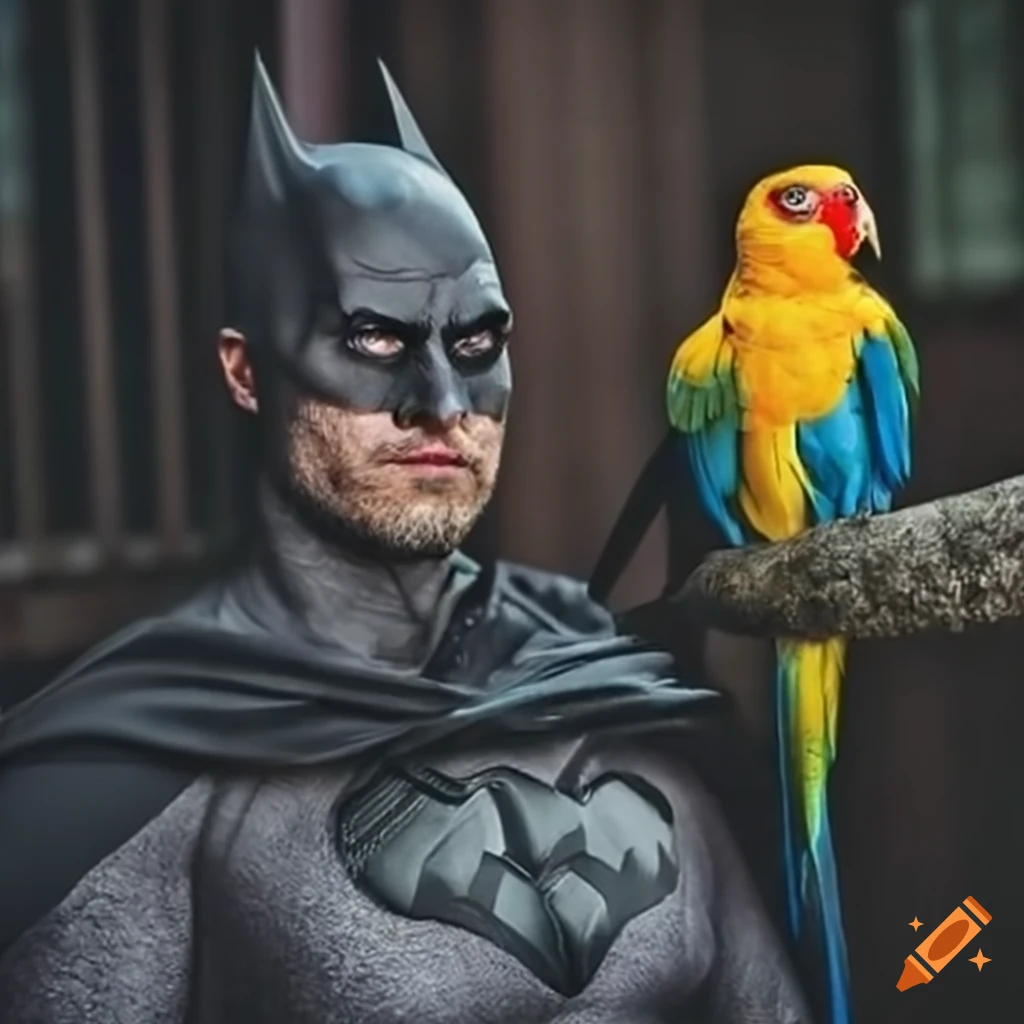 Batman With A Parrot On His Shoulder On Craiyon