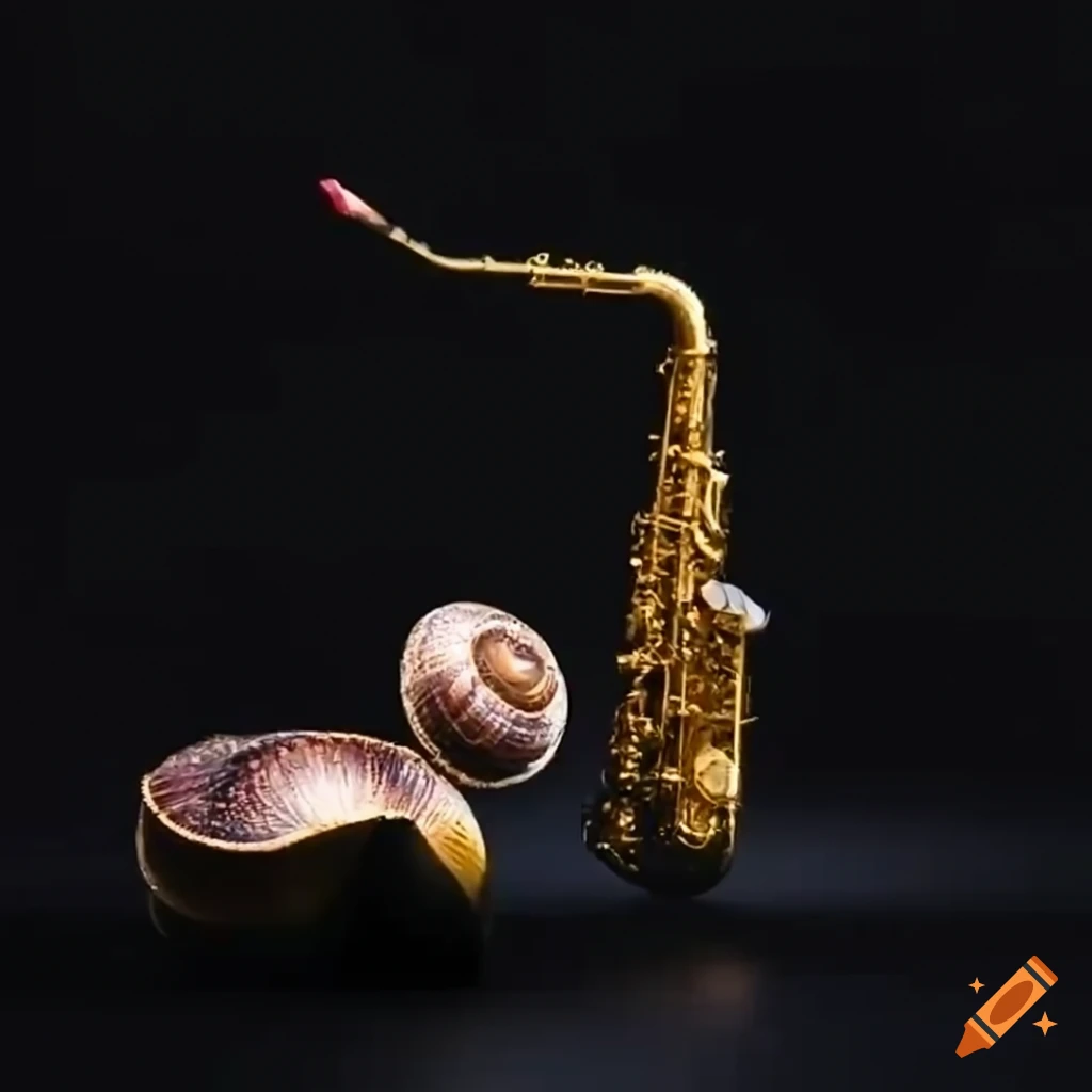 Snails playing saxophone, bass, piano, and drums on Craiyon