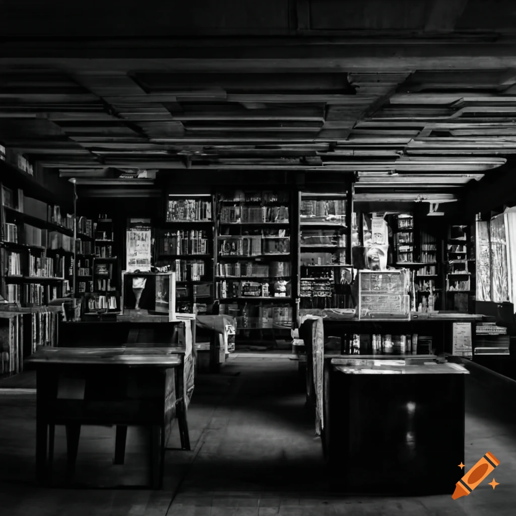 Vintage black and white library photo on Craiyon