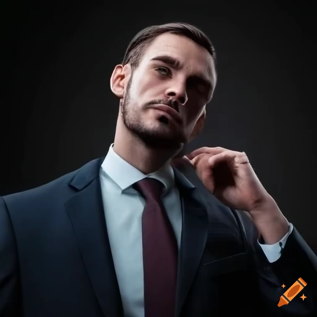 Confident and sharp-dressed businessman in a suit and tie on Craiyon