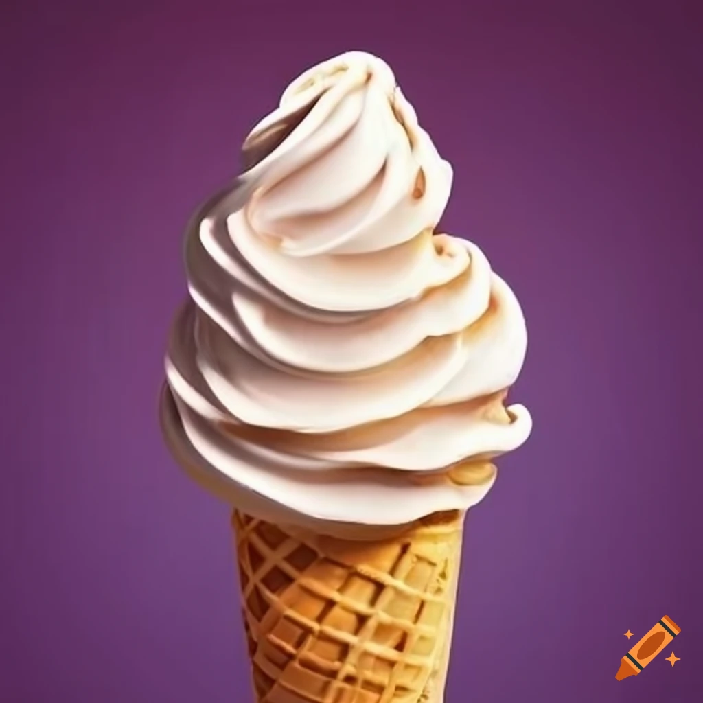 Vanilla ice cream swirl cone on Craiyon