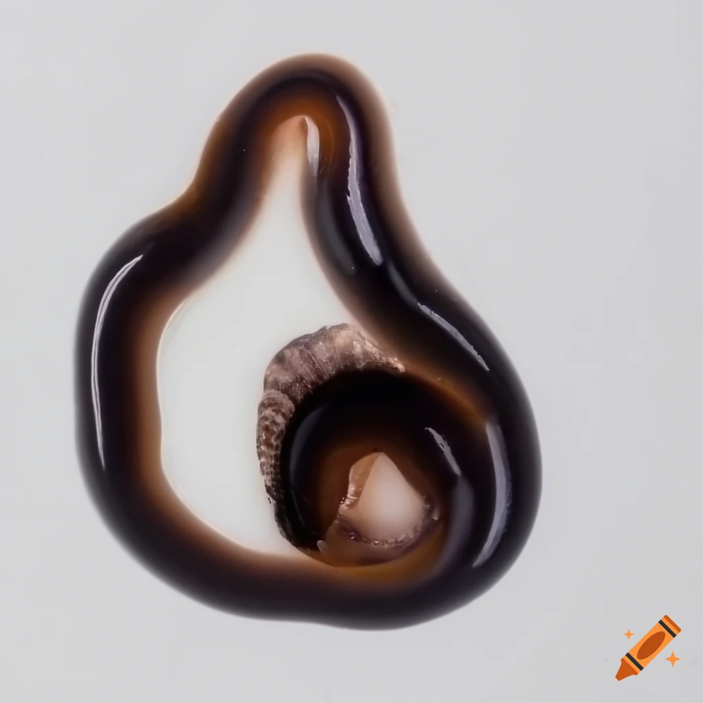 Black slime in a translucent quartz crystal on white background on Craiyon