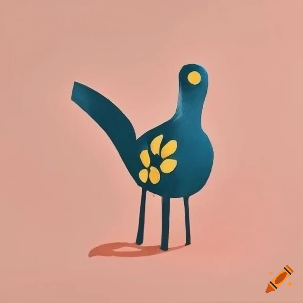 Matisse bird holding flower in minimalist style on Craiyon