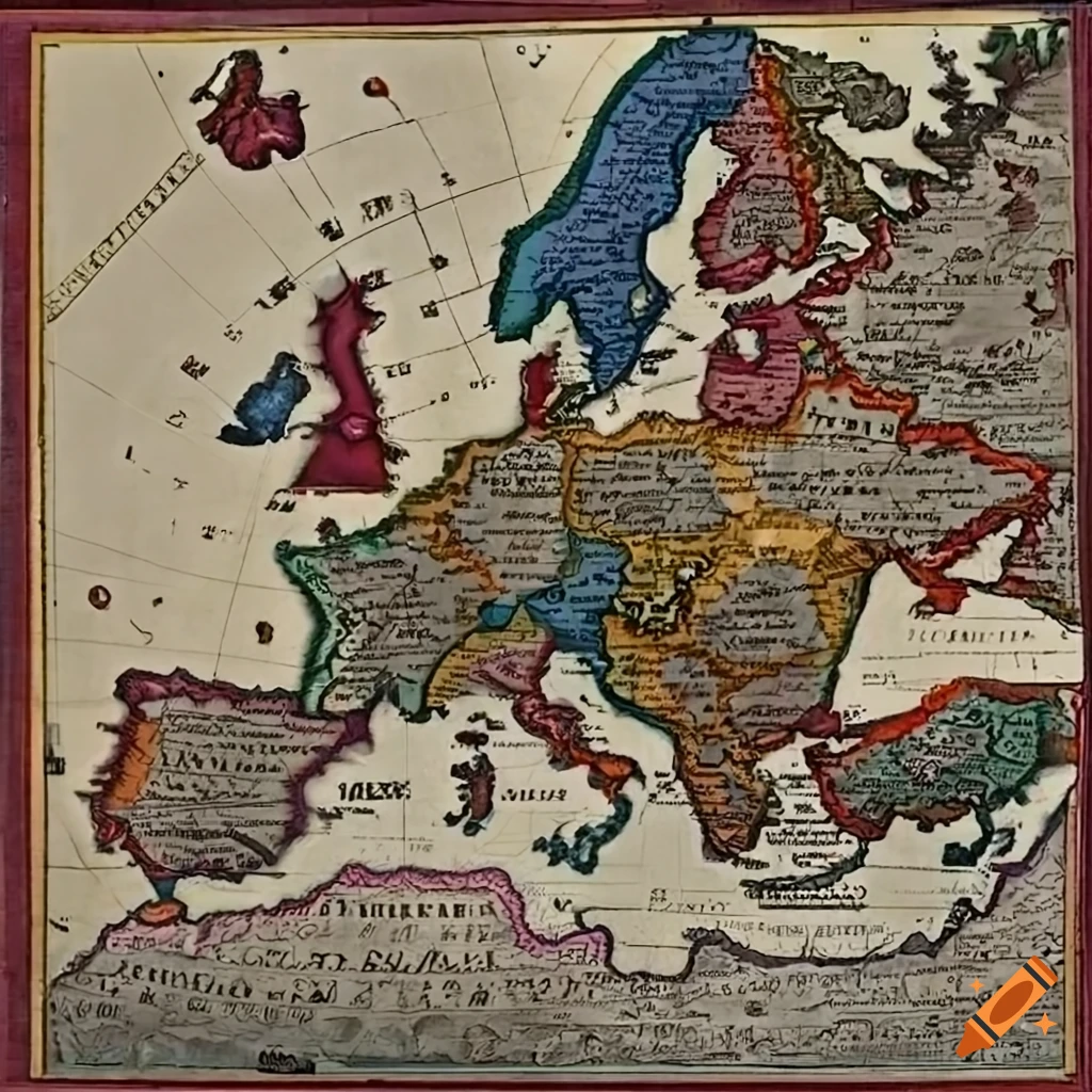 Vintage map of europe from the 16th century on Craiyon