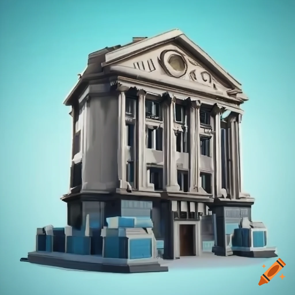 Bank building in a fortnite style design on Craiyon