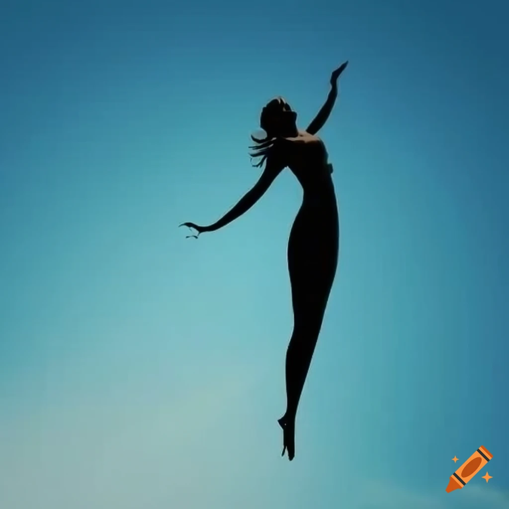 Graceful woman floating in the sky on Craiyon