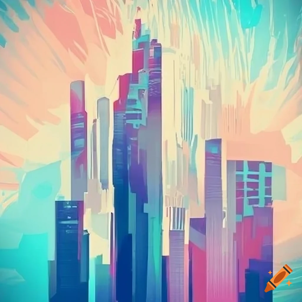 Abstract drawing of a skyscraper in an art poster on Craiyon