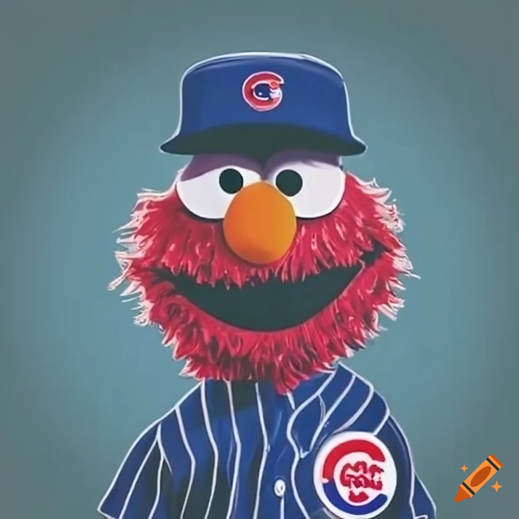 Elmo in a chicago cubs baseball jersey on Craiyon