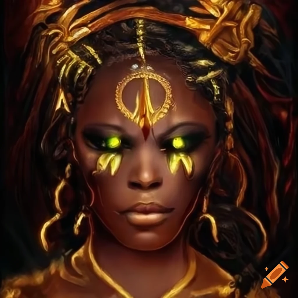 Glowing eyes of orisha gods on Craiyon