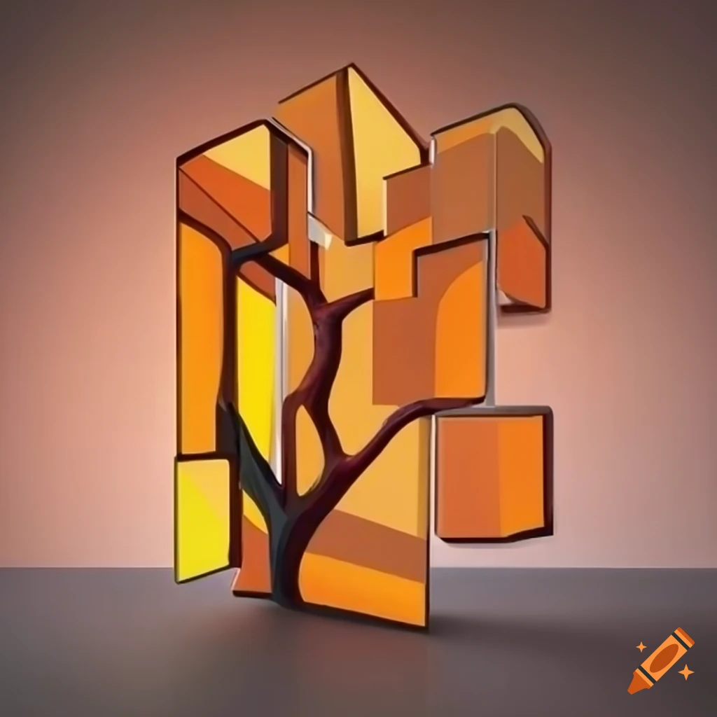 Abstract oak tree artwork created with rectangles on Craiyon