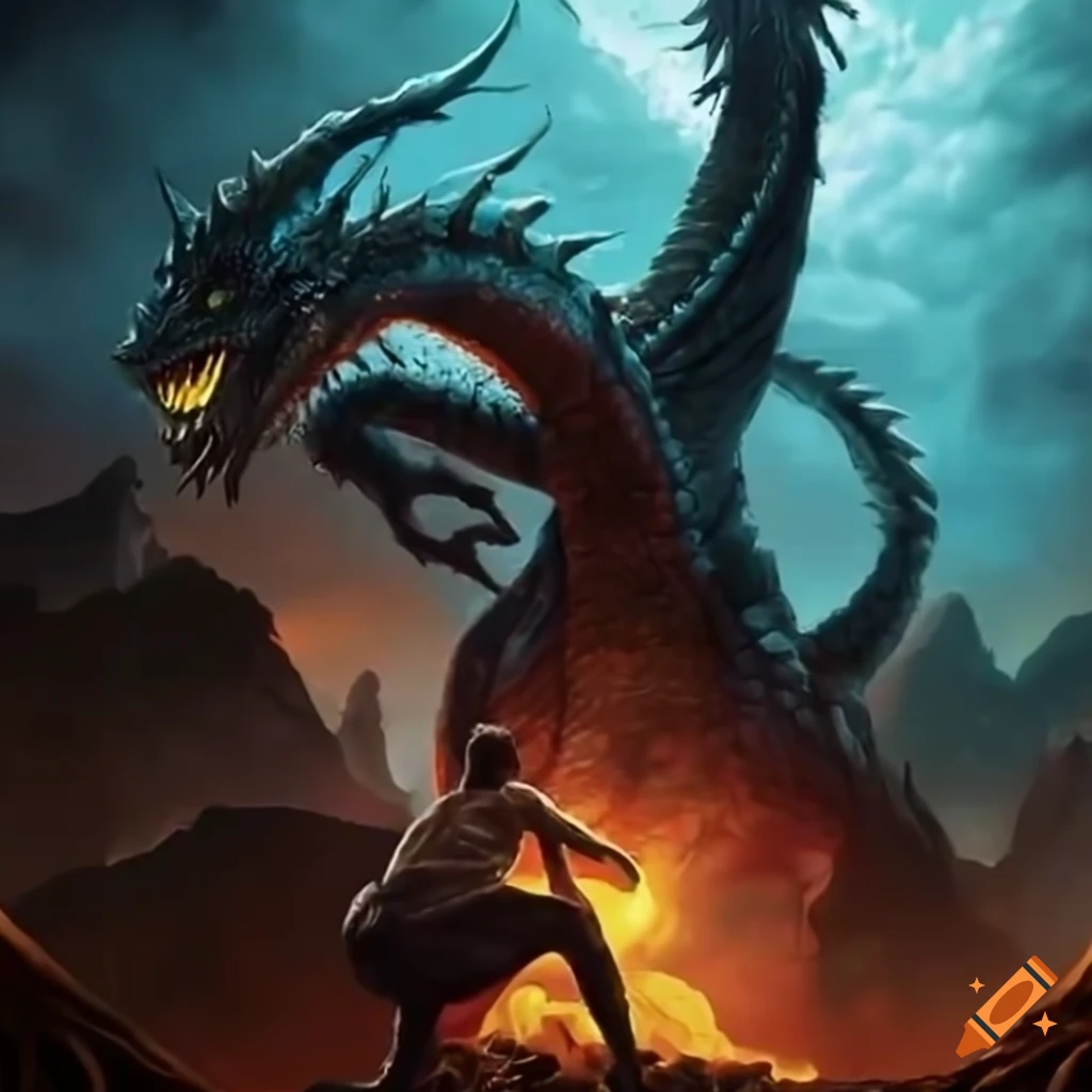 Jordan peterson defeating a dragon on Craiyon